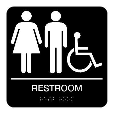 Seton Rest Room Accessibility Braille Restroom Signs Adhesive Strips White On Black Each