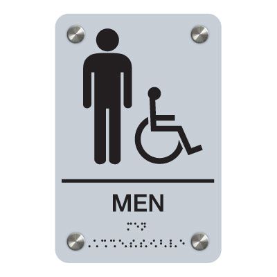 Men Restroom Signs - Premium Braille Signs w Accessibility | Seton