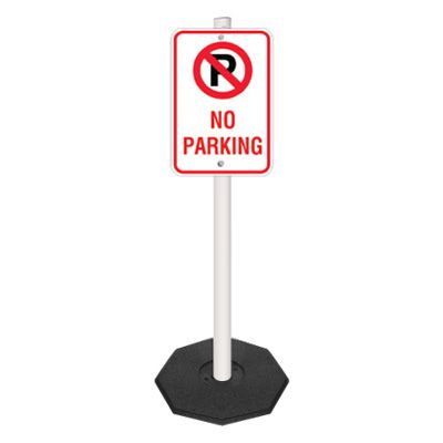 No Parking Portable Sign Post Stanchion | Emedco