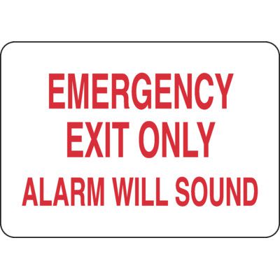 Exit/Directional Signs - EMERGENCY EXIT ONLY ALARM WILL SOUND from ...