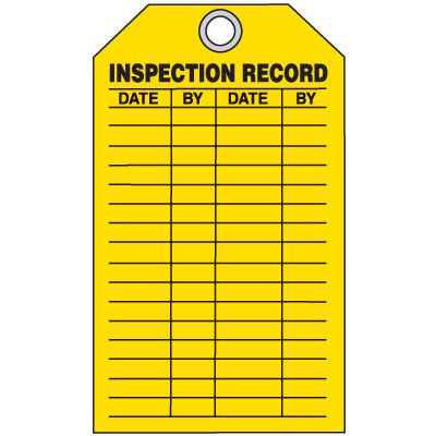 Yellow Inspection Record Tags | Emedco