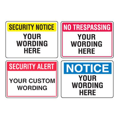 Semi-Custom Security Signs from Seton.ca, Stock items ship TODAY ...
