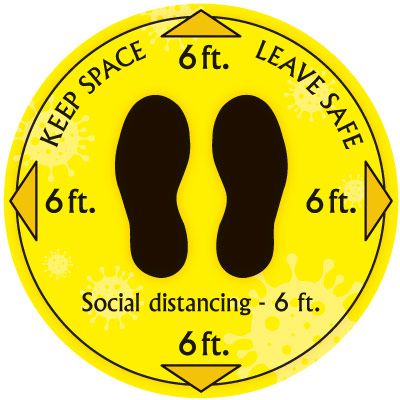 Floor Marking Signs, Floor Markers - 6Ft Keep Space Leave Safe | Seton