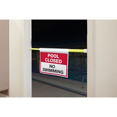 Pool Closed No Swimming Hanging Doorway Barricade Sign Kit | Emedco