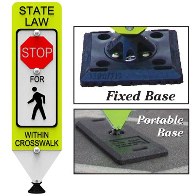 Stop Pedestrian Crossing Sign with Base - Spring-Back | Emedco