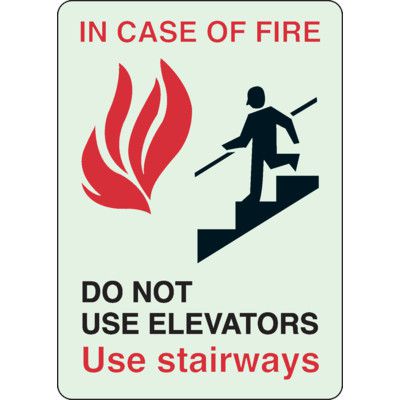 Do Not Use Elevators - Fire Safety Glow Signs.com | Emedco