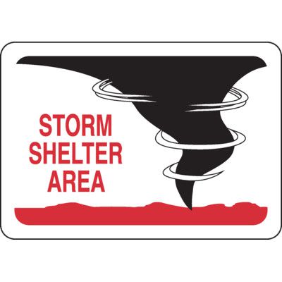 Storm Shelter Area Safety Sign, Evacuation & Shelter Signs | Emedco
