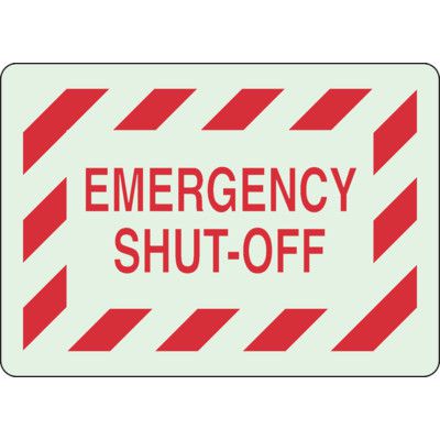 Emergency Shut Off Glow Sign | Emedco