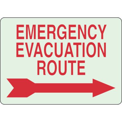 Evacuation Route Glow Sign | Emedco