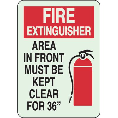 Area In Front With Graphic - Glow-In-The-Dark Fire Extinguisher Signs ...