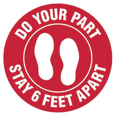 Floor Safety Signs - Stay 6 Feet Apart (Red) | Seton
