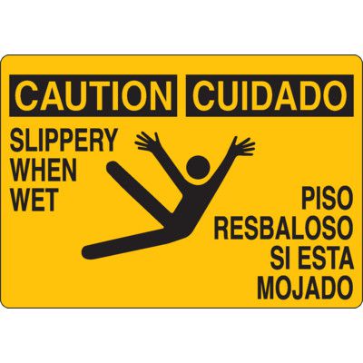Bilingual Caution Slippery When Wet Sign | Emedco