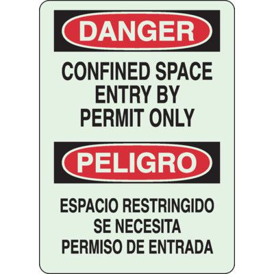 Confined Space Entry By Permit - Industrial OSHA Machine Hazard Signs ...