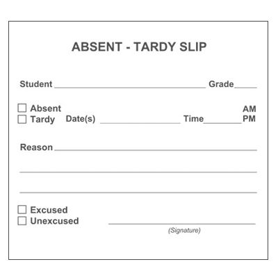 Absent-Tardy Admit Slips | School Attendance Forms | Seton