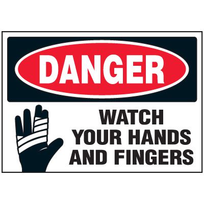 Danger Labels - Watch Your Hands And Fingers | Emedco