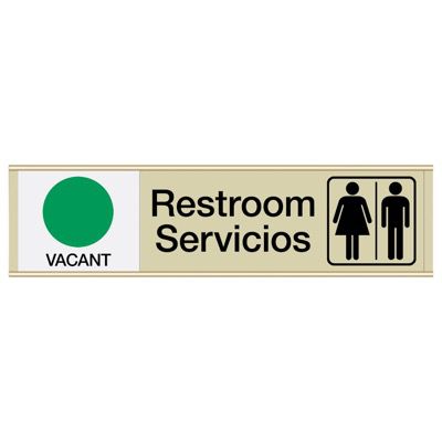 Restroom Vacant/Occupied - Bilingual Engraved Restroom Sliders | Emedco