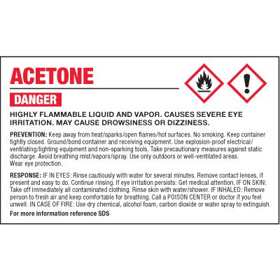 GHS Chemical Labels - Acetone|Seton Canada | Seton.ca