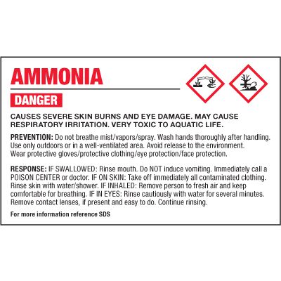 GHS Chemical Labels - Ammonia, GHS Labels | Emedco