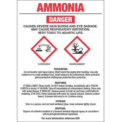 GHS Chemical Labels - Ammonia|Seton Canada | Seton.ca