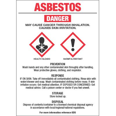 GHS Chemical Labels - Asbestos|Seton Canada | Seton.ca