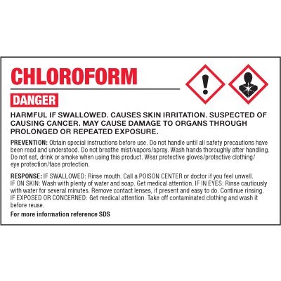 GHS Chemical Labels - Chloroform, GHS Labels | Emedco