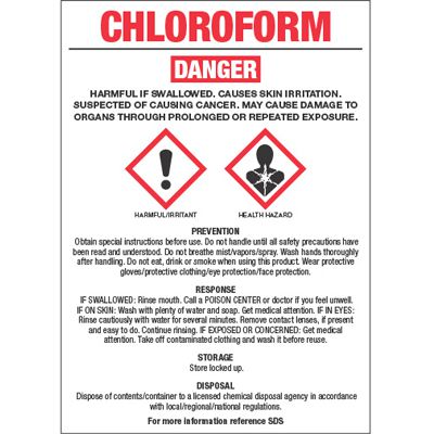 GHS Chemical Labels - Chloroform, Chemical Safety Labels | Seton
