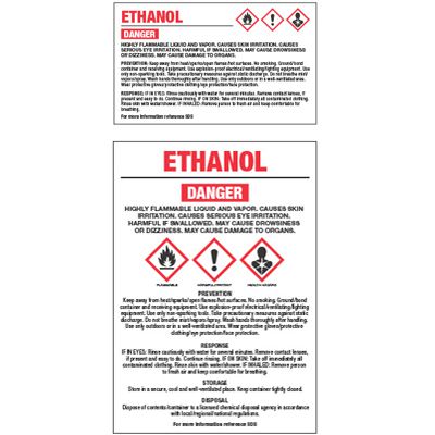GHS Chemical Labels - Ethanol, GHS Labels | Emedco