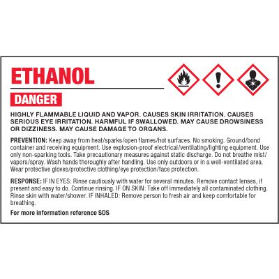 GHS Chemical Labels - Ethanol Label, GHS Labels | Seton