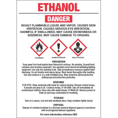 GHS Chemical Labels - Ethanol, GHS Labels | Emedco