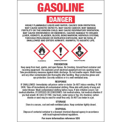 GHS Chemical Labels - Gasoline Label, GHS Labels | Seton