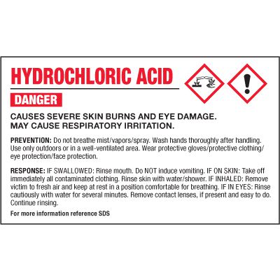 GHS Chemical Labels - Hydrochloric Acid | Seton Canada | Seton.ca