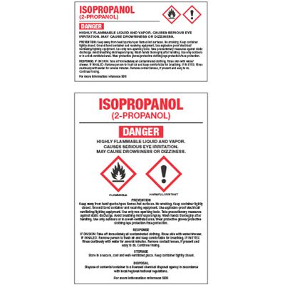 GHS Chemical Labels - Isopropanol|Seton Canada | Seton.ca