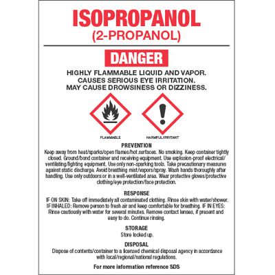 GHS Chemical Labels - Isopropanol Danger, GHS Labels | Seton