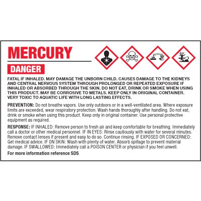GHS Chemical Labels - Mercury, GHS Labels | Emedco
