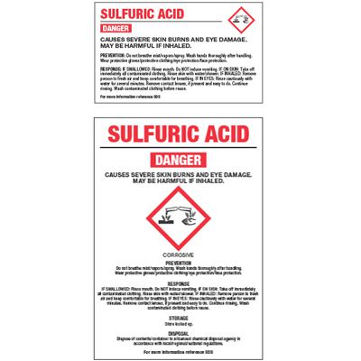 GHS Chemical Labels - Sulfuric Acid, GHS Labels | Emedco