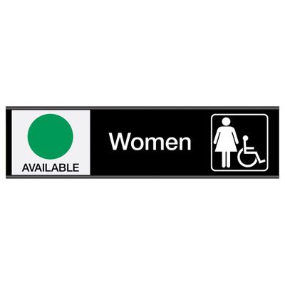 Women Available/In Use - Engraved Restroom Sliders w Accessibility | Seton