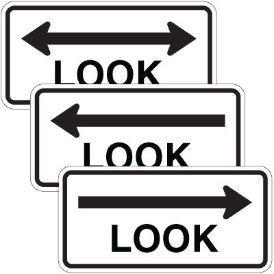 Directional Arrow Traffic Signs - Look | Emedco