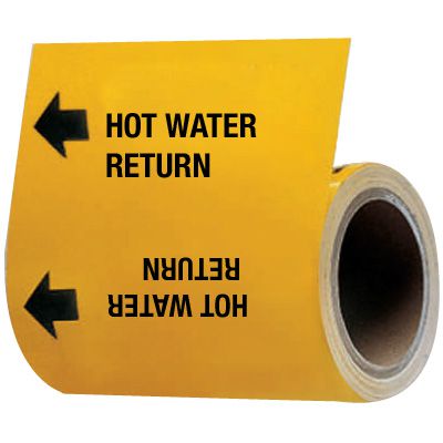 Wrap Around Adhesive Roll Markers - Hot Water Return | Seton