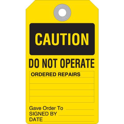 Accident Prevention Tag - Do Not Operate, Yellow | Seton