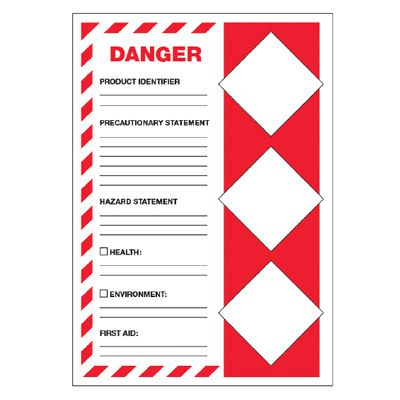 GHS Secondary Container Labels - Danger Health First Aid | Emedco