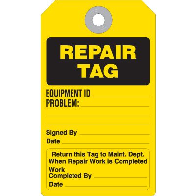 Accident Prevention Tag - Repair Tag | Seton