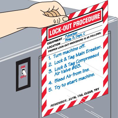 Adhesive-Backed Lockout Procedure Signs | Emedco