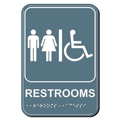 Braille Signs - Unisex Restrooms (Accessible) | Emedco