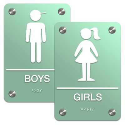 Girl/Boy - Premium ADA Braille Restroom Sign Sets|Seton Canada | Seton.ca