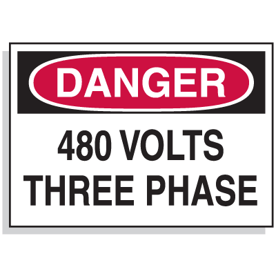 Lockout Hazard Labels- Danger 480 Volts Three Phase | Emedco