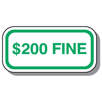 Handicap Parking Signs - $200 Fine | Emedco