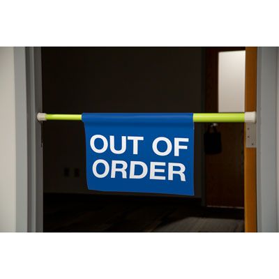 Out Of Order Hanging Doorway Barricade Sign Kit | Emedco