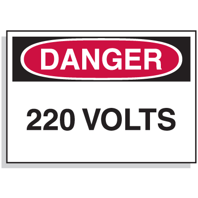 Hazard Warning Labels - Danger 220 Volts | Emedco
