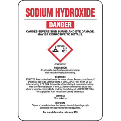 Chemical GHS Signs - Sodium Hydroxide, GHS Symbols | Emedco