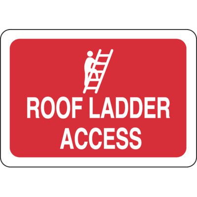 Roof Ladder Access Sign - Man Climbing Ladder Symbol | Emedco